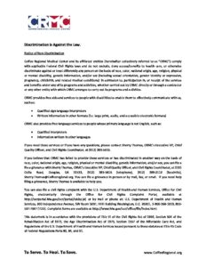 Non-Discrimination Policy - Coffee Regional Medical Center